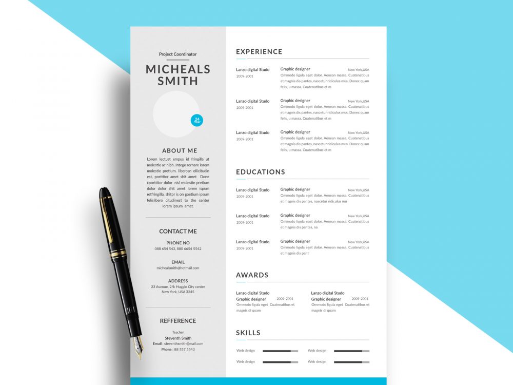 Modern PSD Resume Template Free ResumeKraft